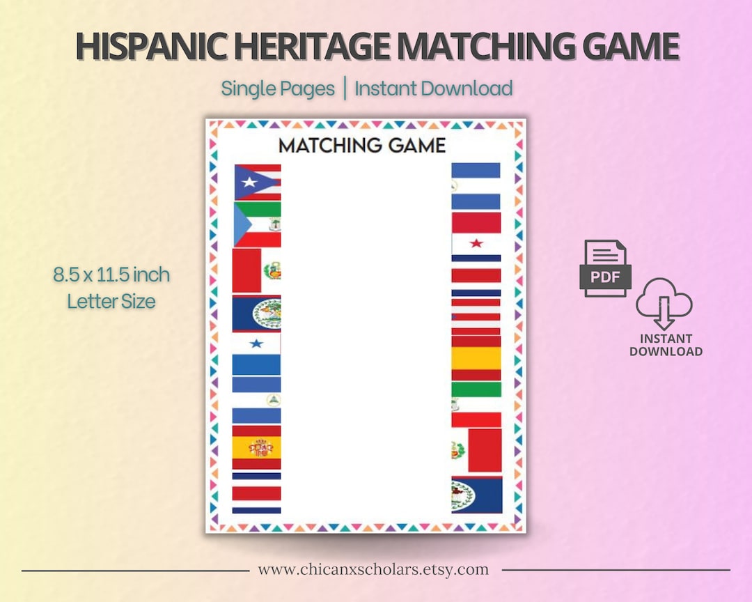 Hispanic Heritage Matching Worksheet | Latino History Matching Games ...