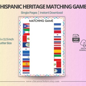 Hispanic Heritage Matching Worksheet | Latino History Matching Games ...