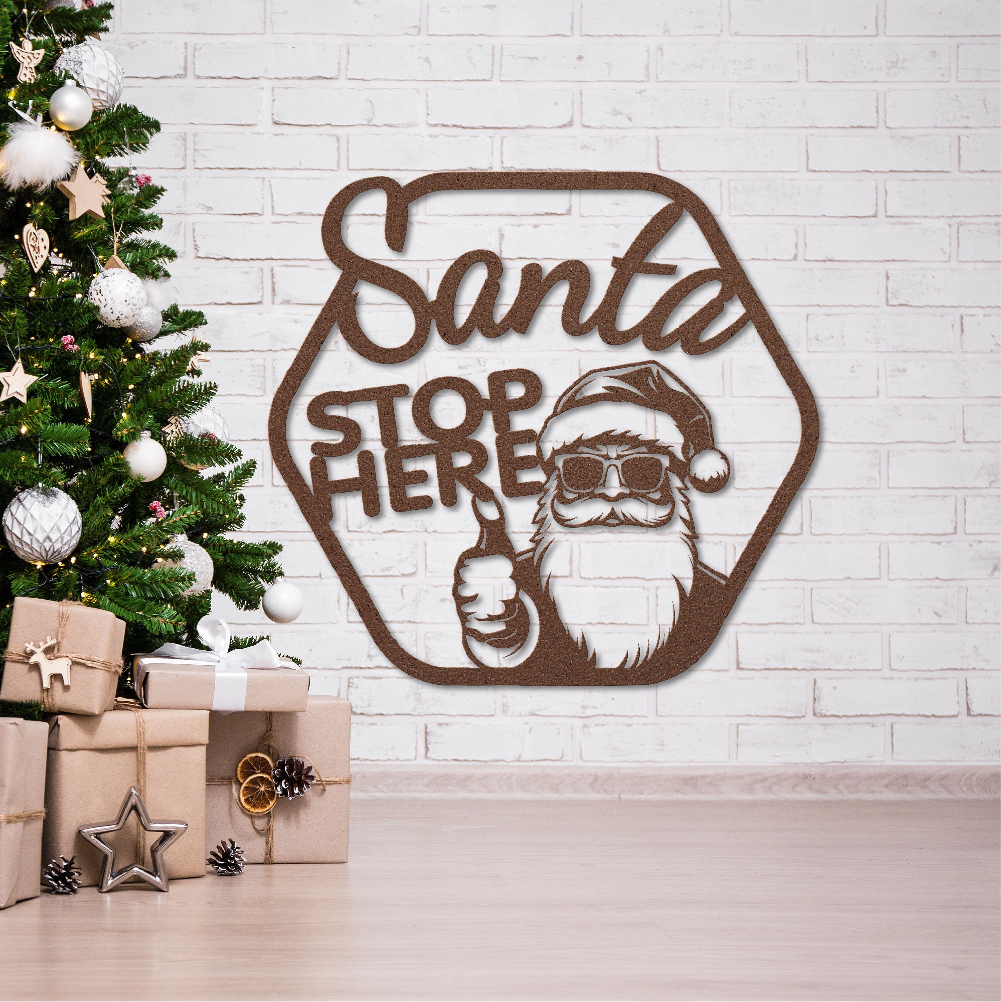 Santa Stop Here Santa Stop Sign Christmas Decor Patio Sign - Etsy