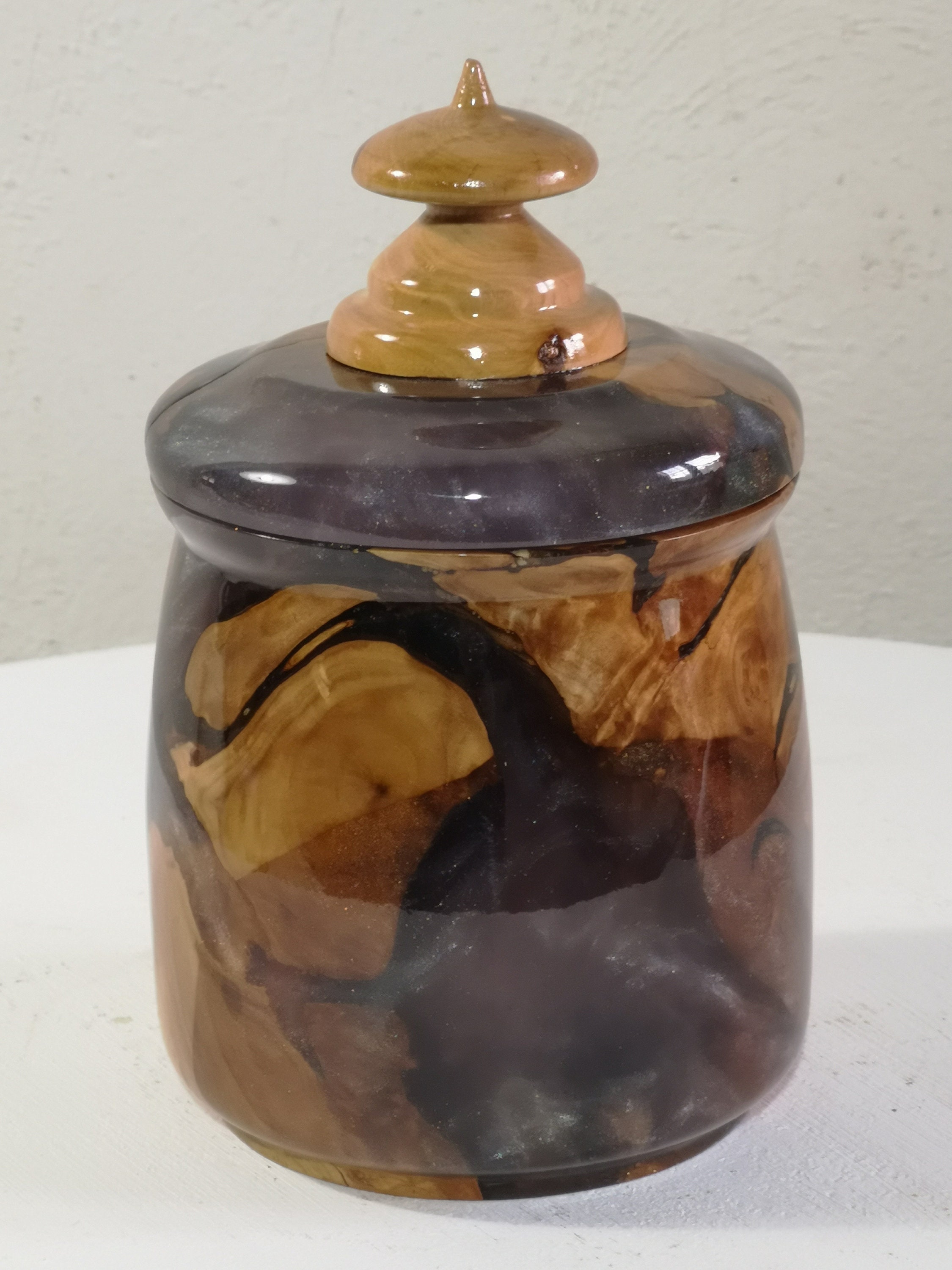 Olive Wood Root and Smoky Resin Urn - Etsy