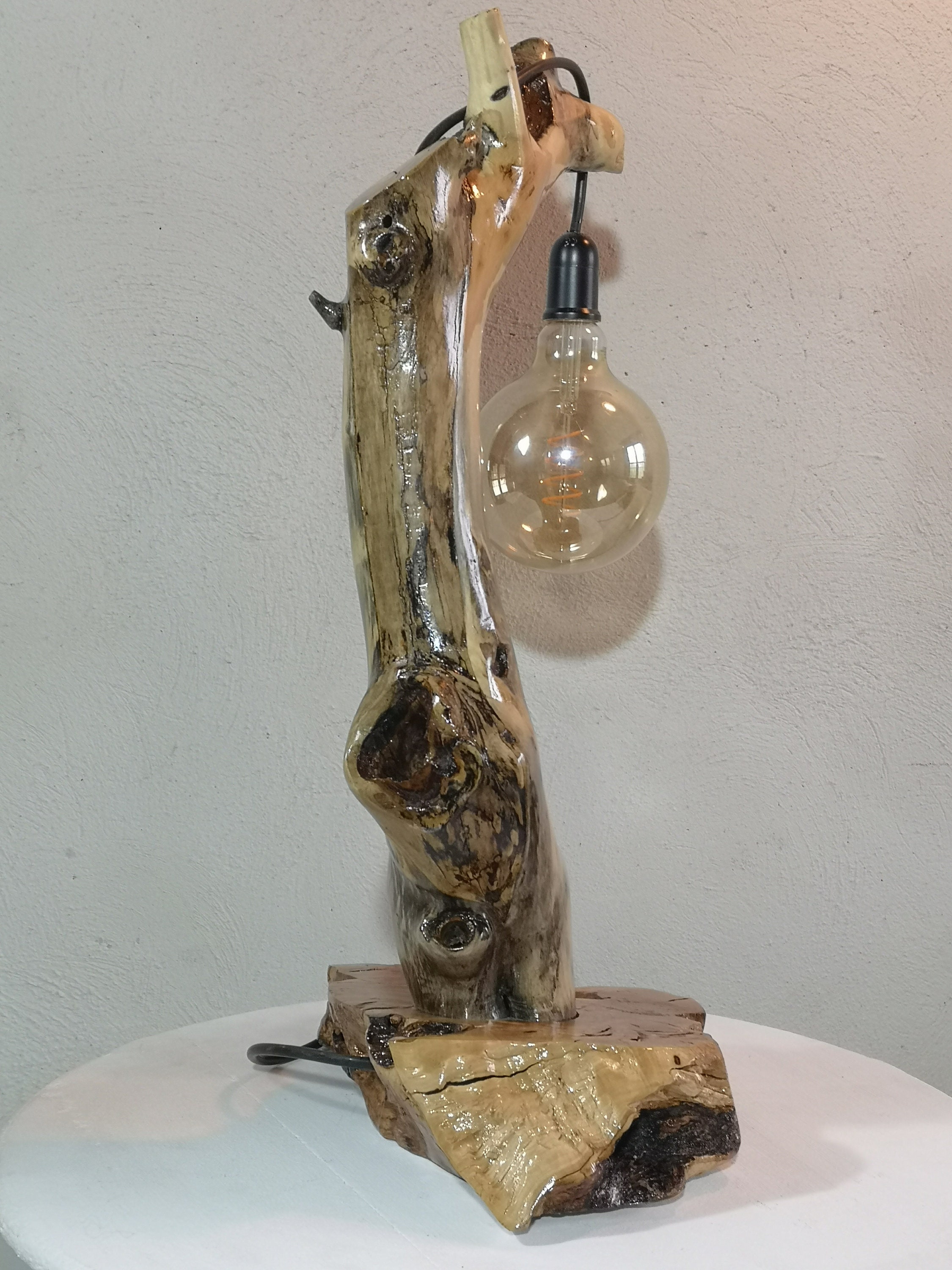 Citrus Wood Table Lamp on Olive Root Base - Etsy