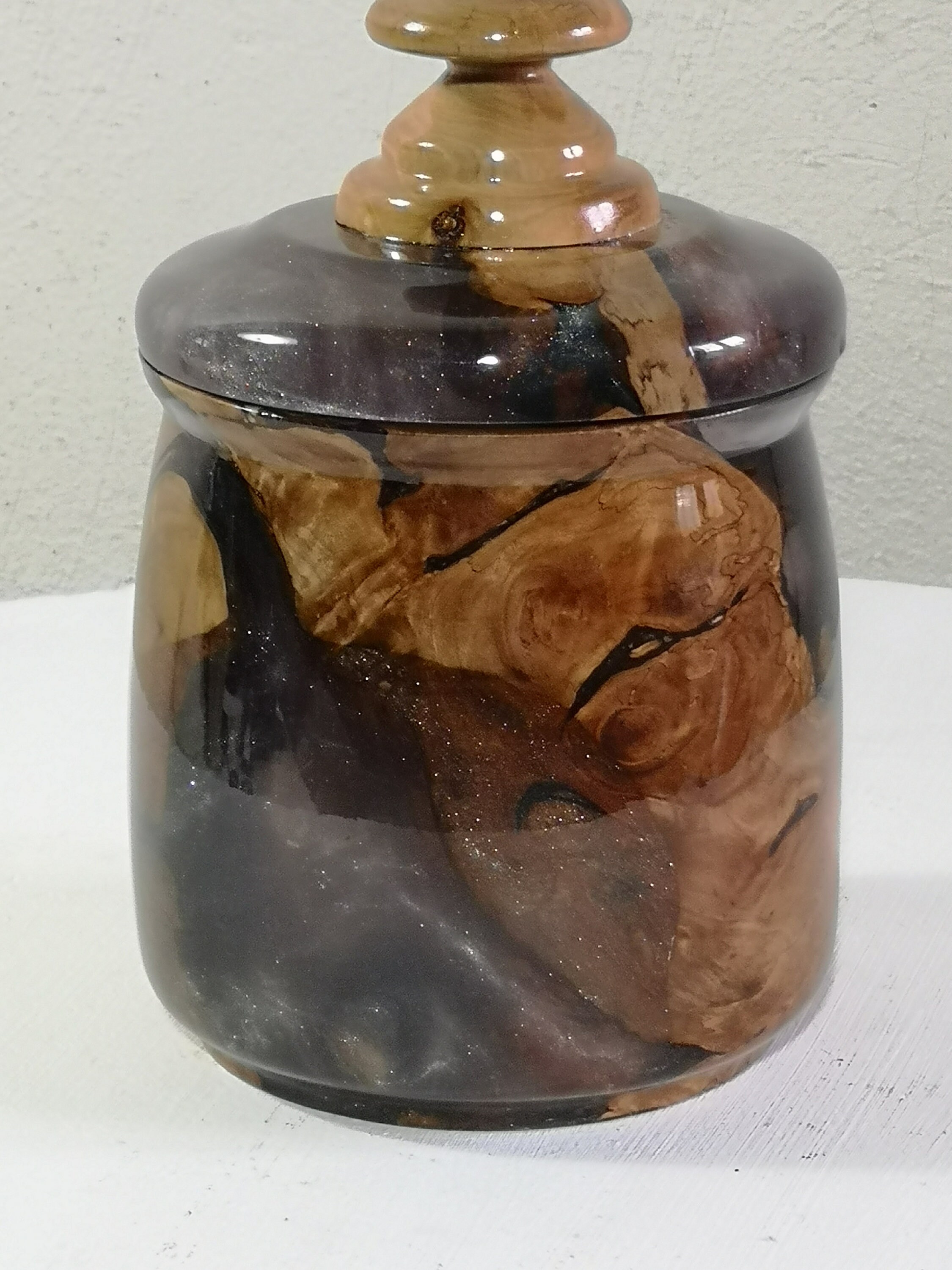 Olive Wood Root and Smoky Resin Urn - Etsy