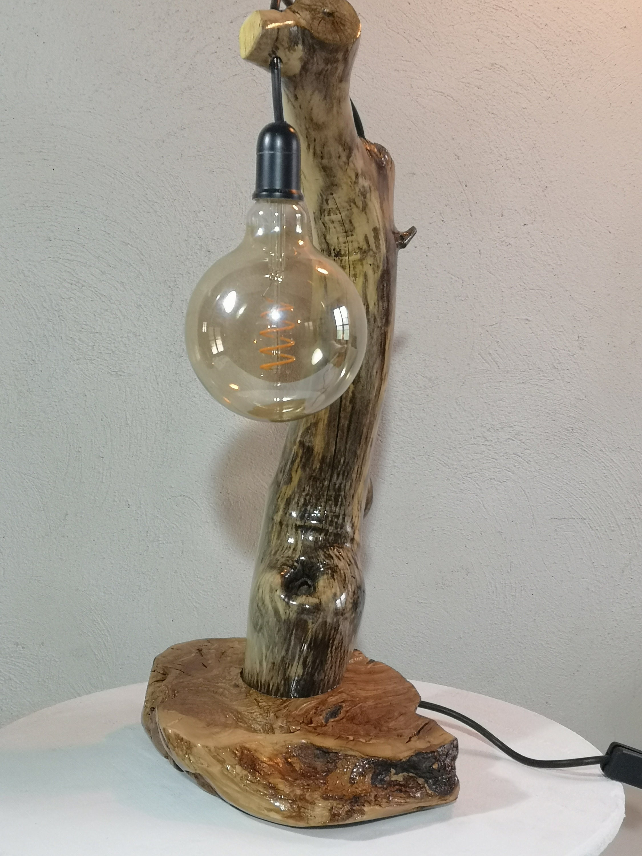 Citrus Wood Table Lamp on Olive Root Base - Etsy