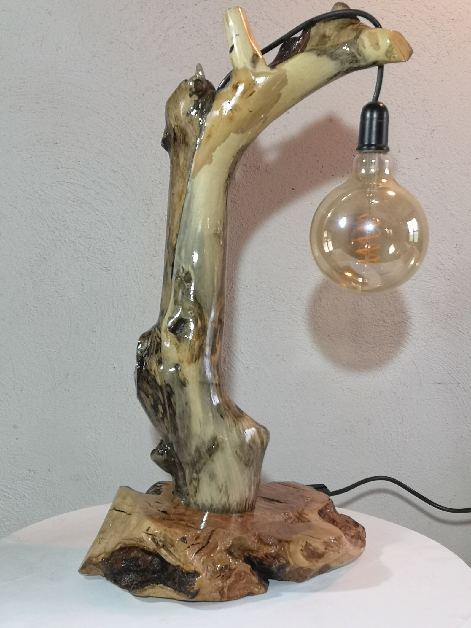 Citrus Wood Table Lamp on Olive Root Base - Etsy