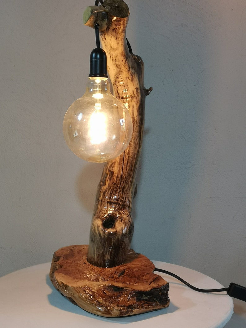Citrus Wood Table Lamp on Olive Root Base - Etsy