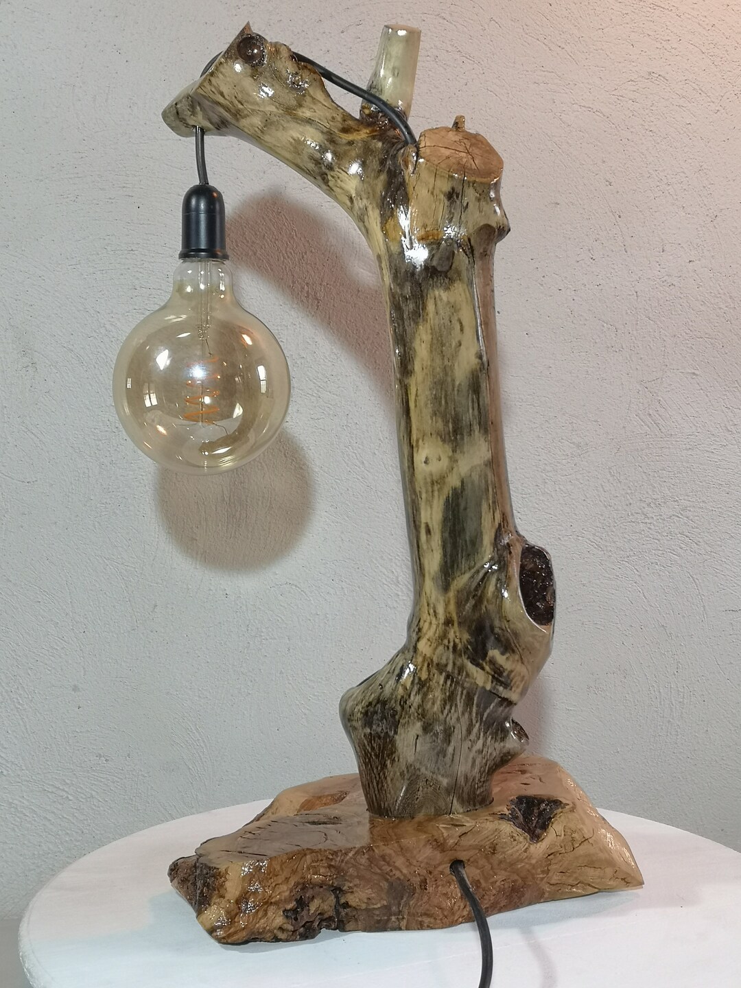 Citrus Wood Table Lamp on Olive Root Base - Etsy
