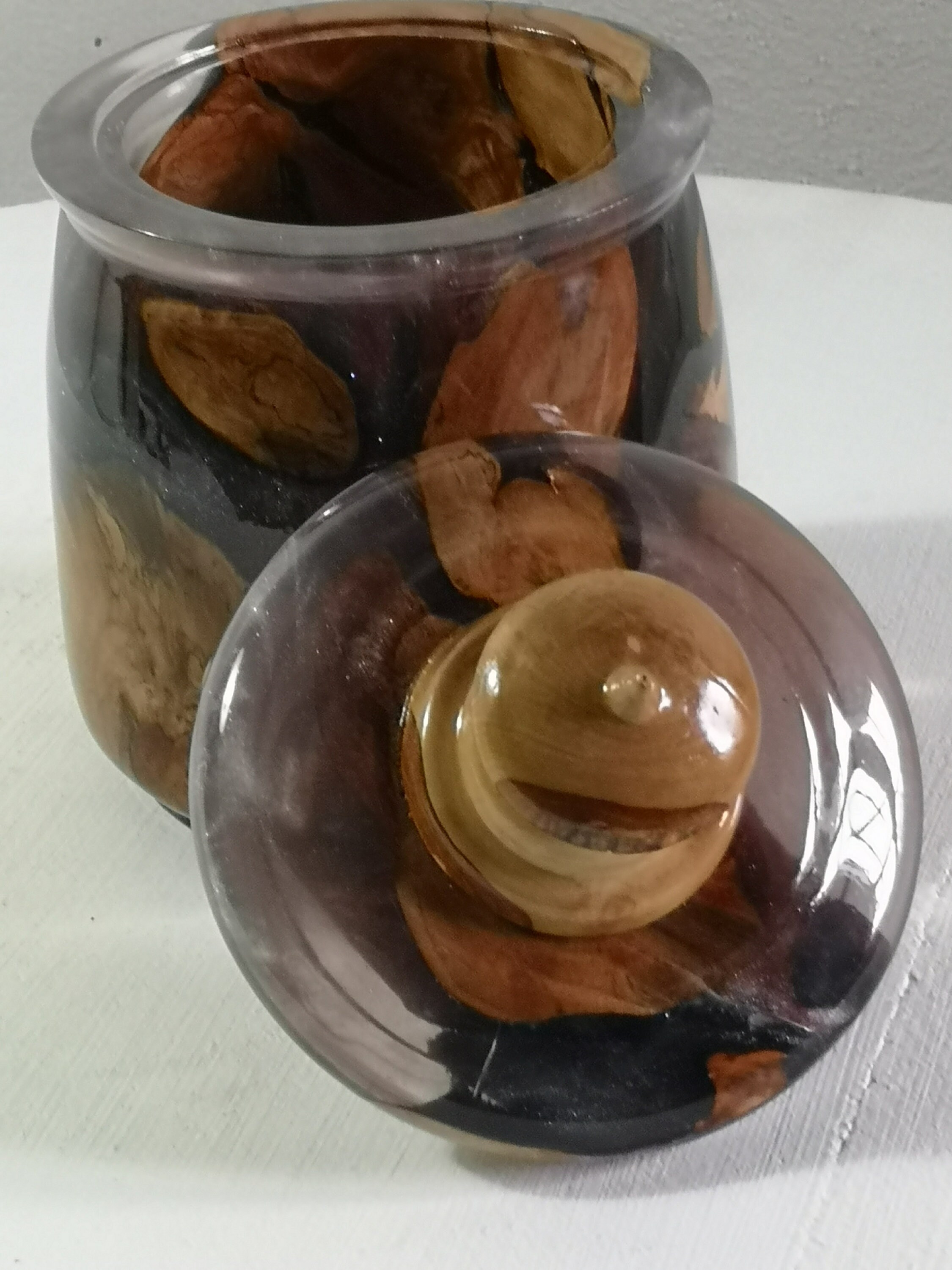 Olive Wood Root and Smoky Resin Urn - Etsy