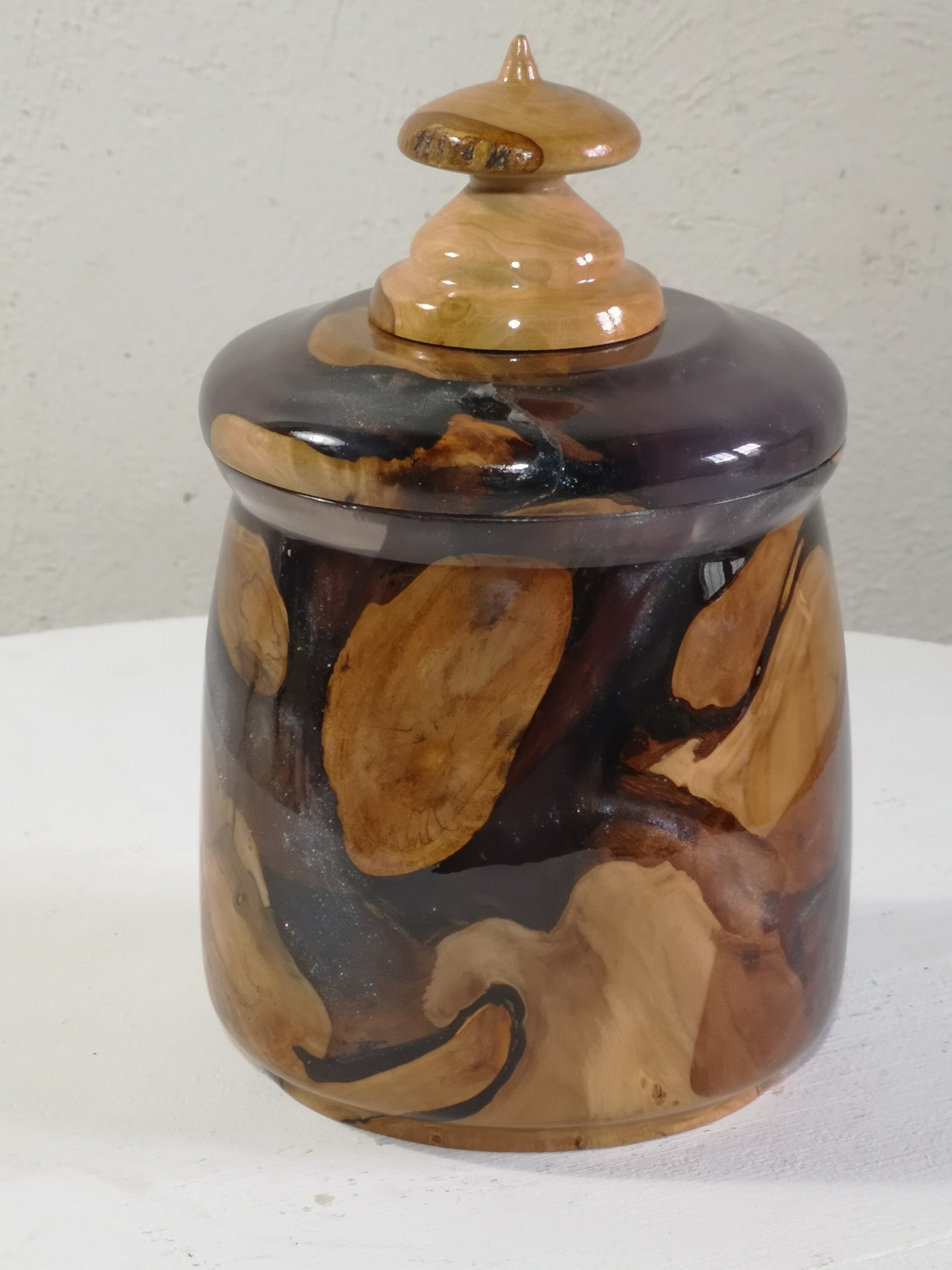 Olive Wood Root and Smoky Resin Urn - Etsy