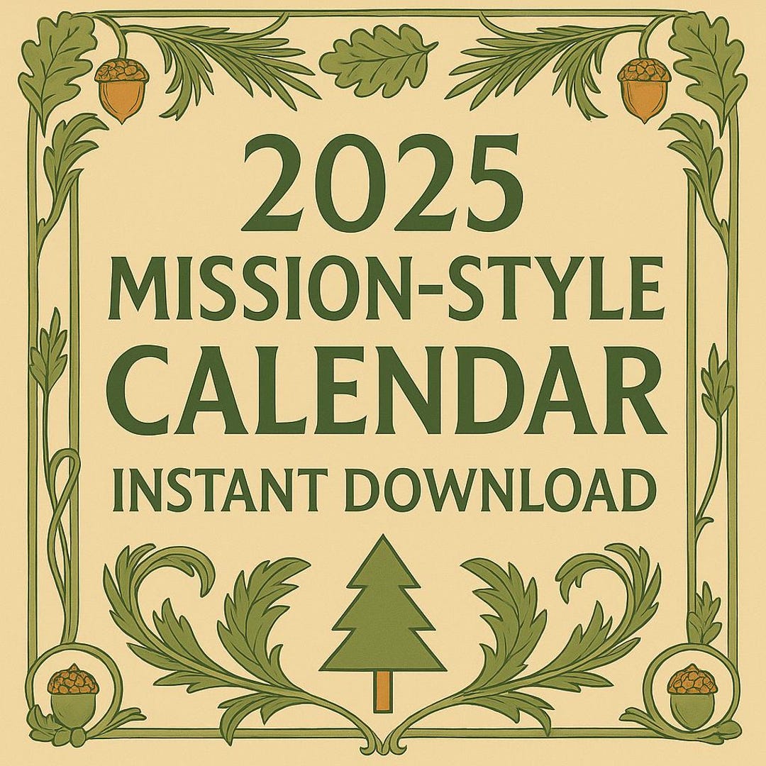 2025 Mission Style Printable Calendar – Craftsman Prairie Wall Art ...