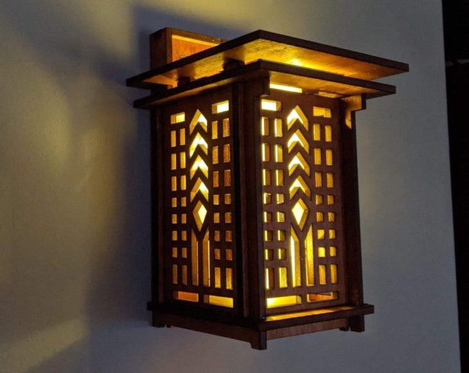 Arts and Crafts Wall Lantern ~ Tree of Life Pattern Prairie Style ...