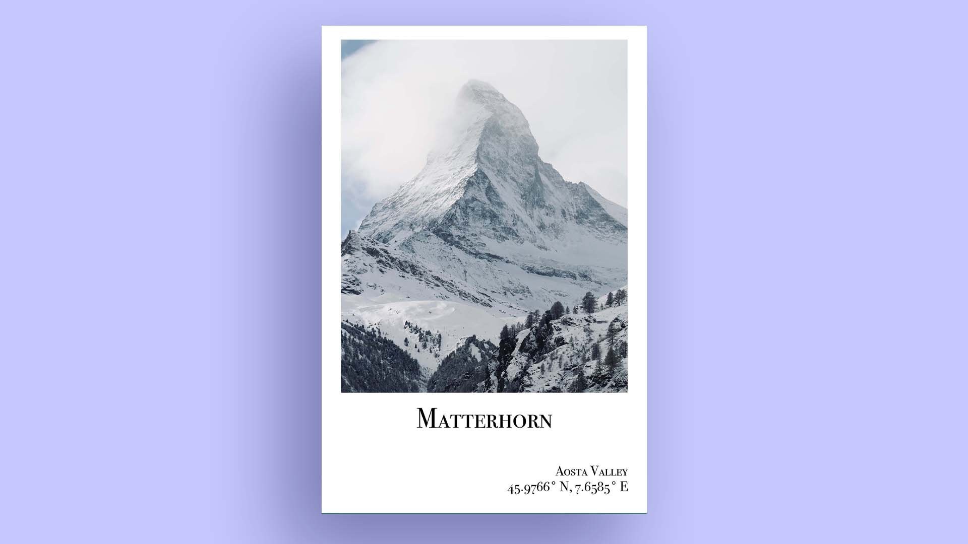 Matterhorn Poster Matterhorn Print Alps Poster Matterhorn Mountain ...