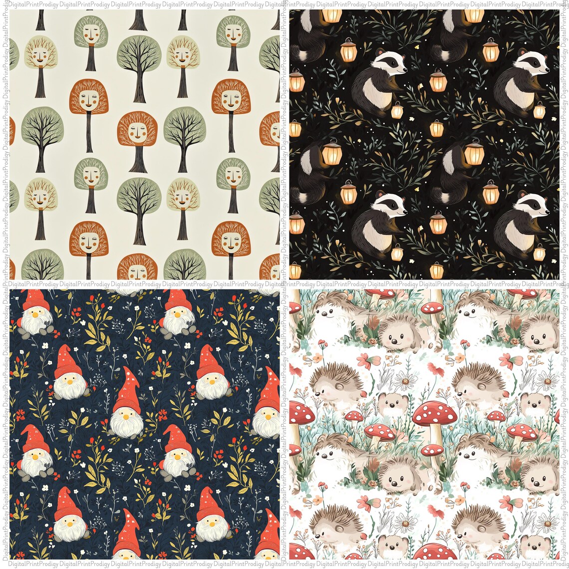 20 Fairy Tale Forest Seamless Patterns – Enchanted Forest Digital ...