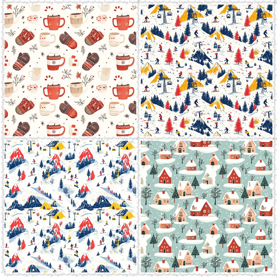 20 Winter Wonderland Seamless Digital Papers – Snowy Patterns, Cozy ...