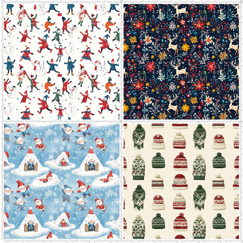 20 Winter Wonderland Seamless Digital Papers – Snowy Patterns, Cozy ...