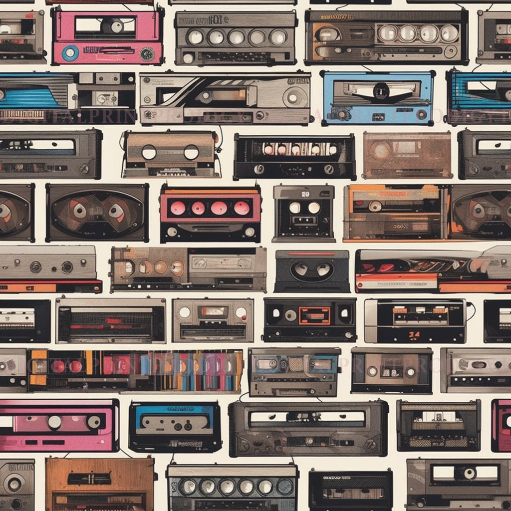 Old School Boomboxes and Cassette Tapes Seamless Patterns - Etsy