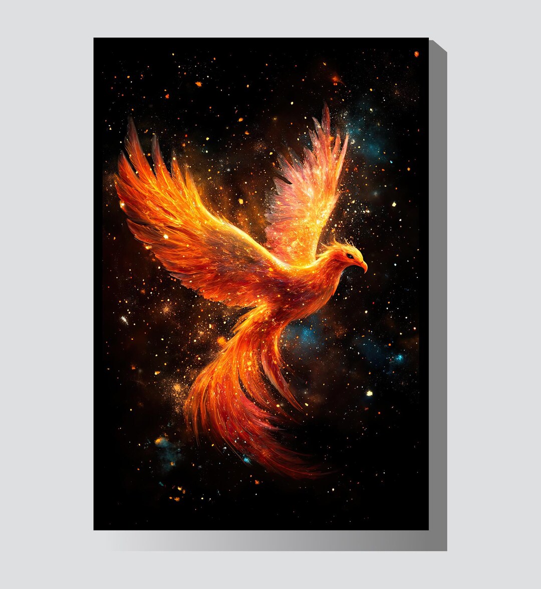 Cosmic Phoenix Rising Digital Print, Mythical Creature Wall Art ...