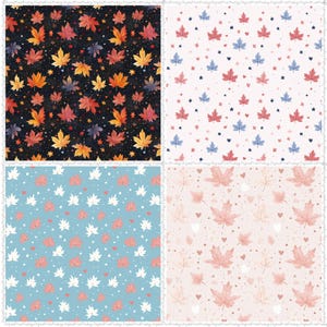Maple Leaf Seamless Digital Patterns | 20 High-resolution Autumn-themed ...