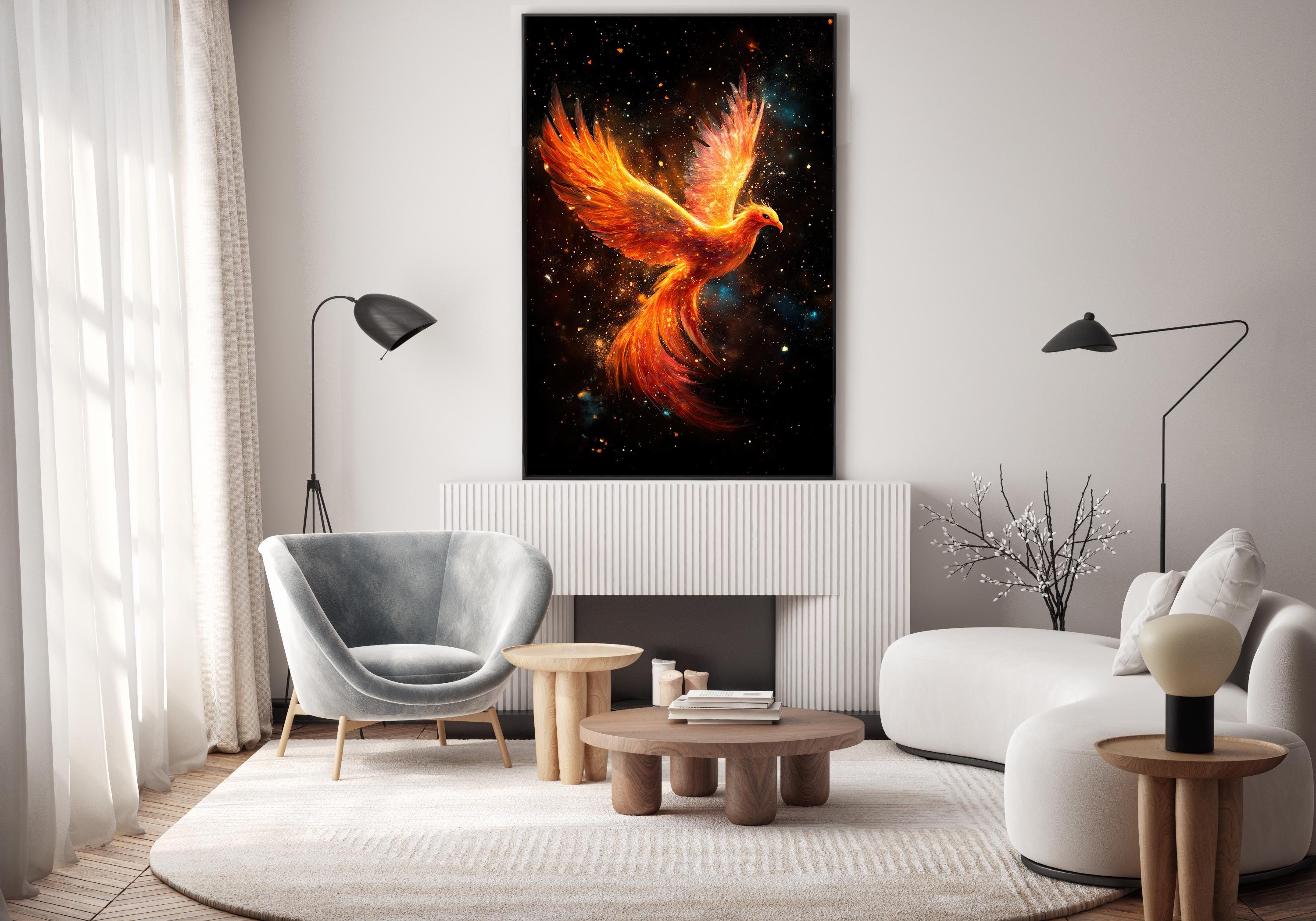 Cosmic Phoenix Rising Digital Print, Mythical Creature Wall Art ...