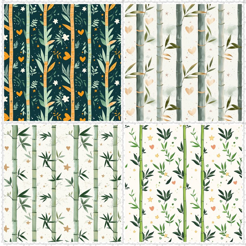Elegant Bamboo Seamless Digital Patterns | High-resolution Bamboo ...