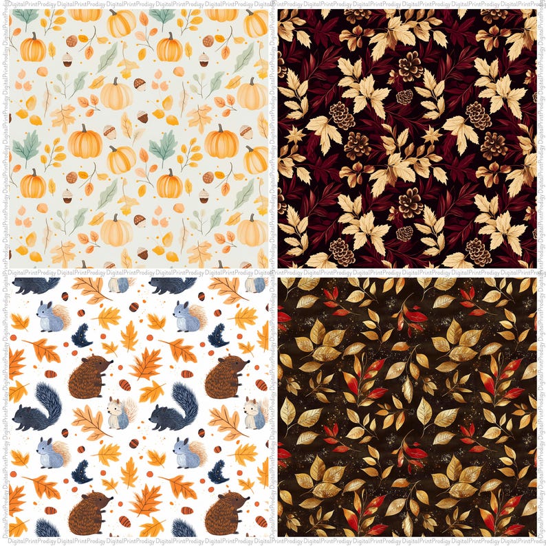 Autumn Leaves Seamless Digital Papers – Fall Patterns, Cozy Backgrounds ...