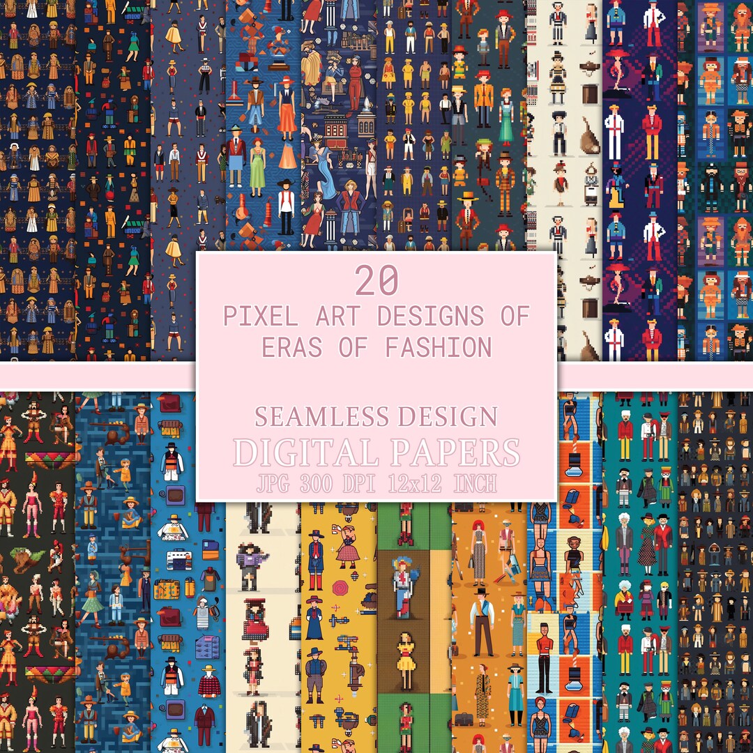 Pixel Fashion Flashback Pixel Art-style Designs Featuring - Etsy