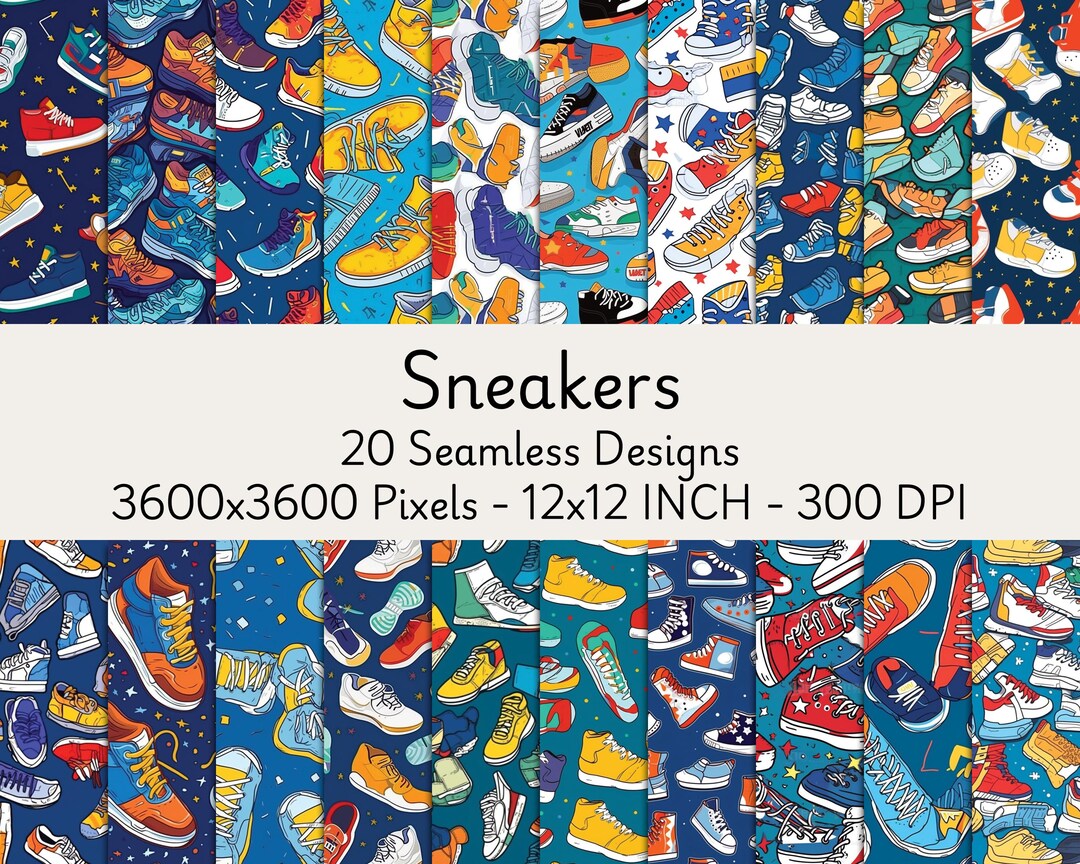Sneaker Digital Papers, Seamless Pattern, Commercial Use, Scrapbooking ...