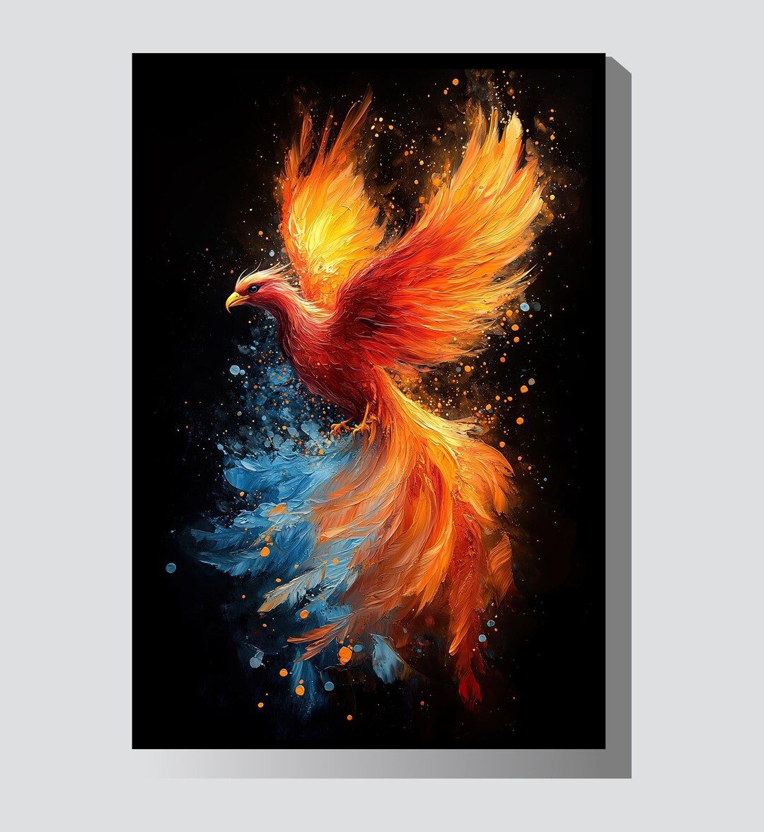 Fiery Phoenix Rising Digital Print, Majestic Fantasy Artwork, Mythical ...
