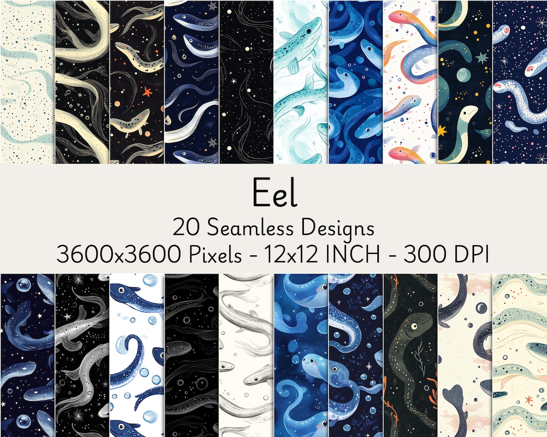 Eel Seamless Digital Patterns | 20 High-resolution Ocean-themed Eel ...