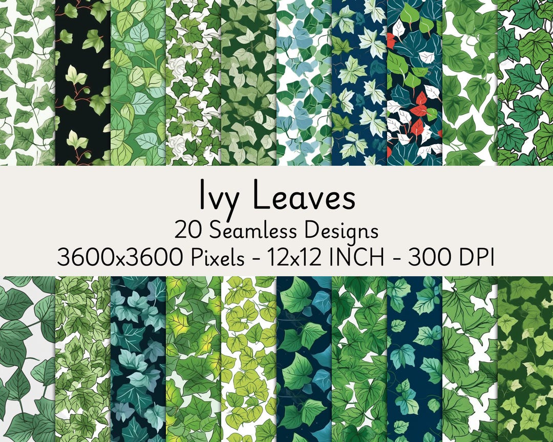Ivy Leaves Seamless Digital Papers | Botanical Greenery Patterns ...