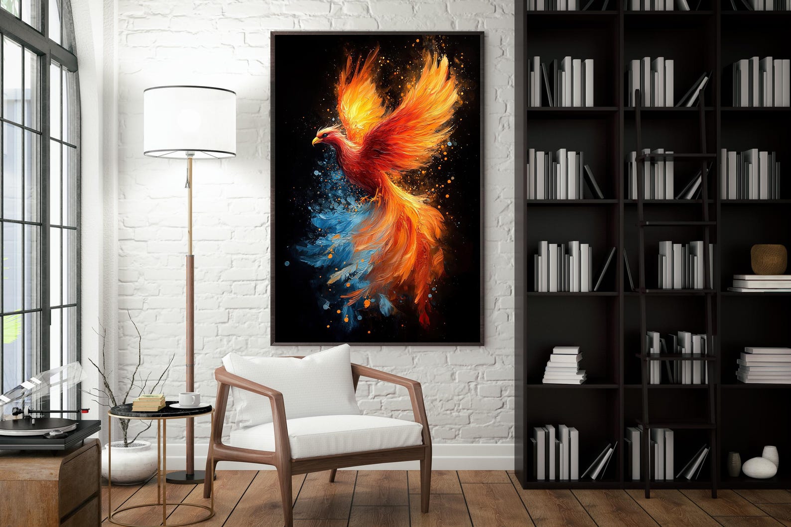 Fiery Phoenix Rising Digital Print, Majestic Fantasy Artwork, Mythical ...