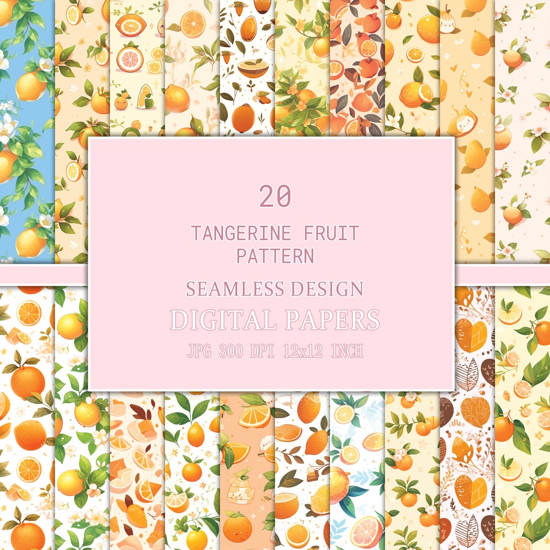 Tangerine Fruit Pattern Seamless Patterns - Etsy