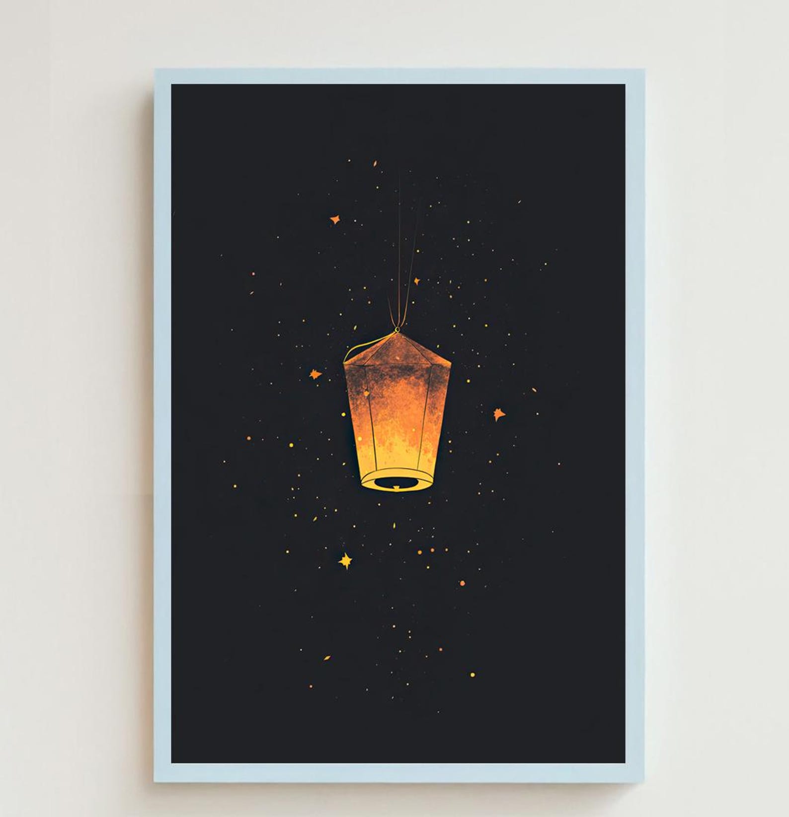 Paper Lantern Night Sky Print: Minimalist Home Decor (digital Download ...