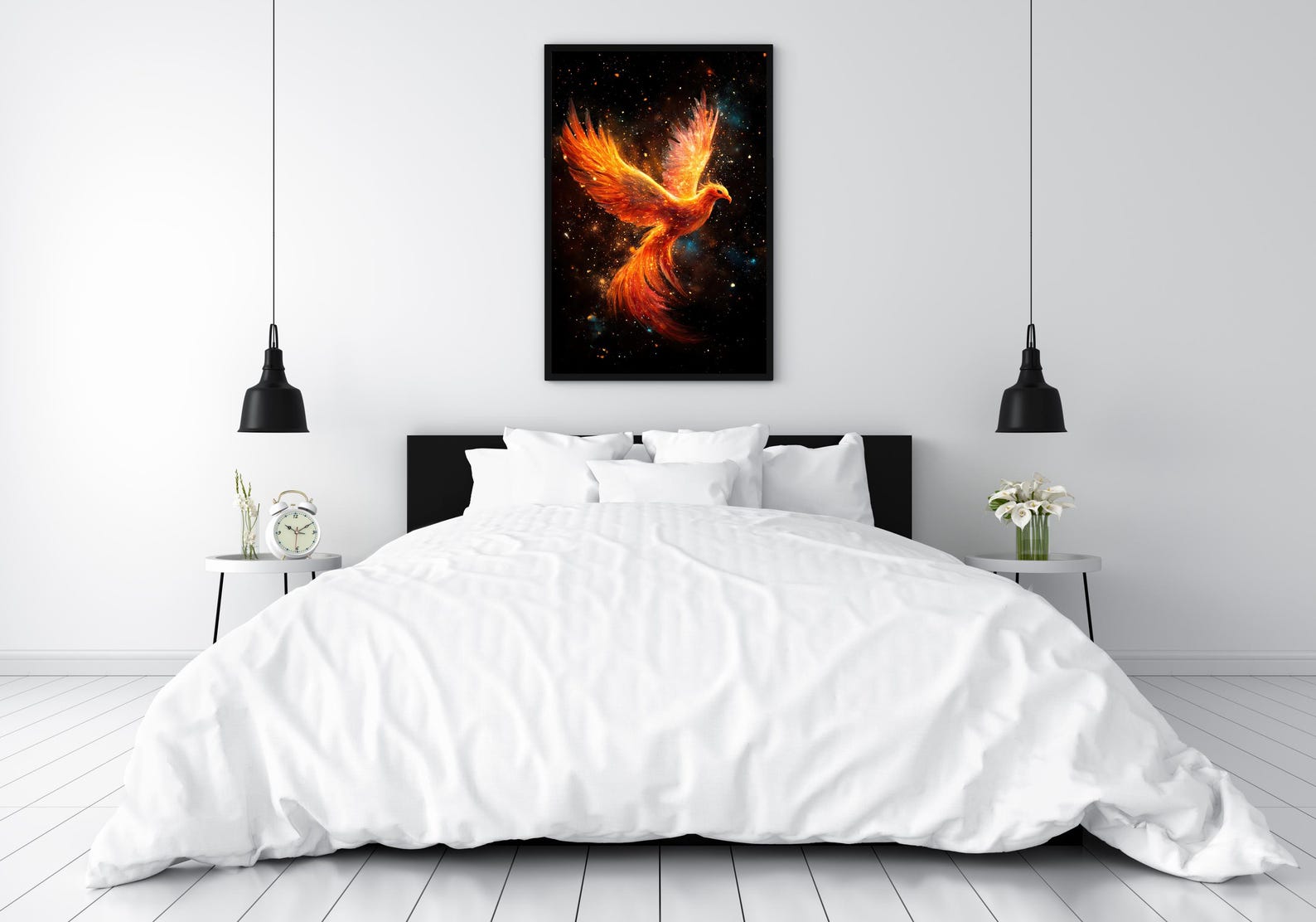 Cosmic Phoenix Rising Digital Print, Mythical Creature Wall Art ...