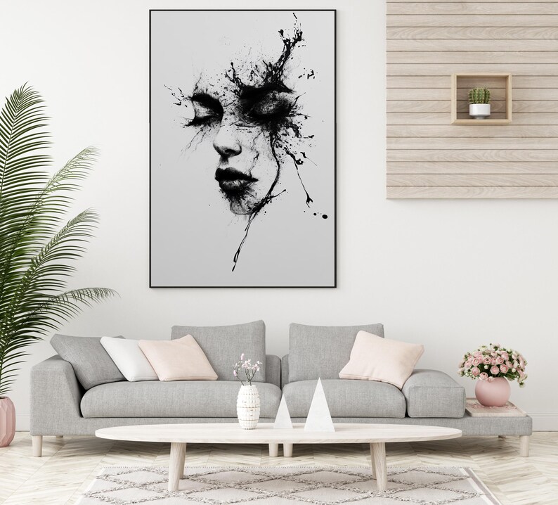 Minimalist Ink Blot Face Art: Abstract Portrait Print (digital Download ...