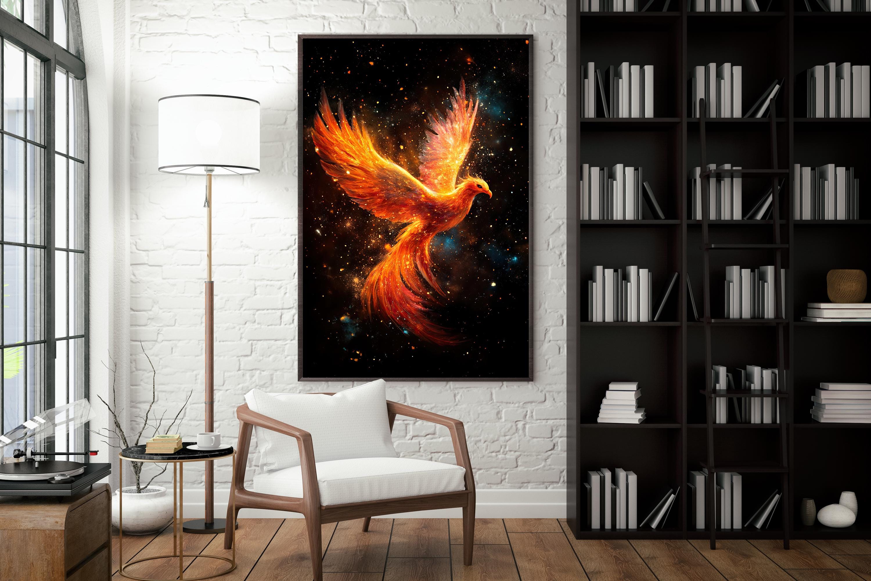 Cosmic Phoenix Rising Digital Print, Mythical Creature Wall Art ...