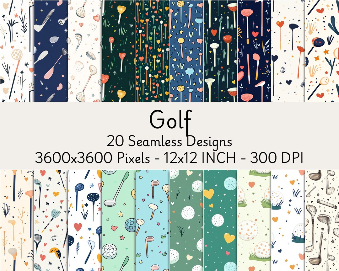 Golf Seamless Digital Patterns | 20 High-resolution Sports-themed ...