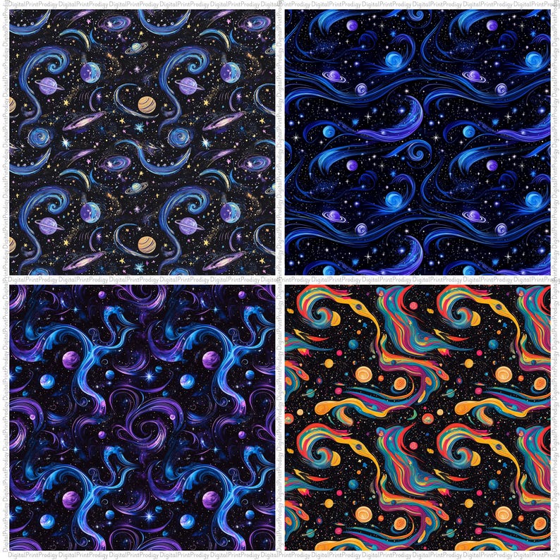 20 Space & Galaxy Seamless Digital Papers – Cosmic Patterns, Starry ...