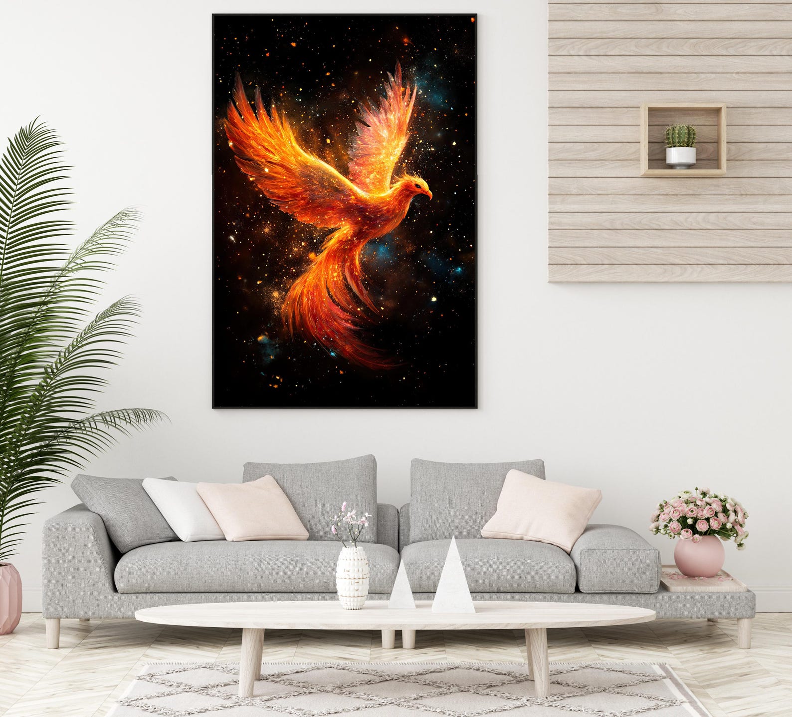 Cosmic Phoenix Rising Digital Print, Mythical Creature Wall Art ...
