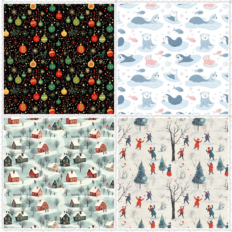 20 Winter Wonderland Seamless Digital Papers – Snowy Patterns, Cozy ...