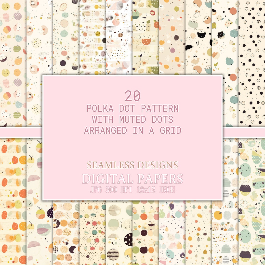 Polka Dot Pattern With Muted Dots Arranged in a Grid Seamless - Etsy