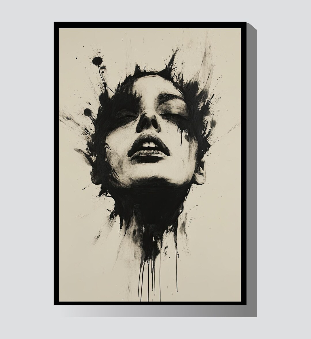 Ink Blot Face Art: Abstract Black and White Portrait (digital Download ...