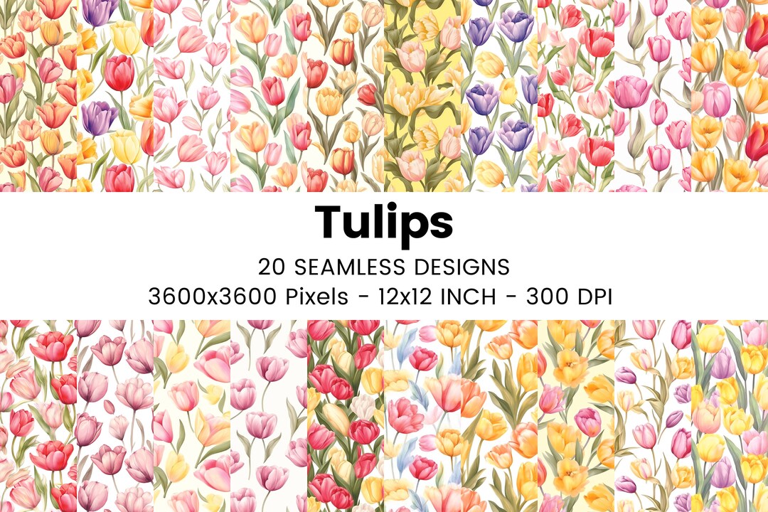 Tulip Digital Papers, Seamless Pattern, Commercial Use, Scrapbooking ...
