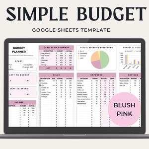 Simple Budget Planner Blush Pink Monthly Budget Expense Tracker Google