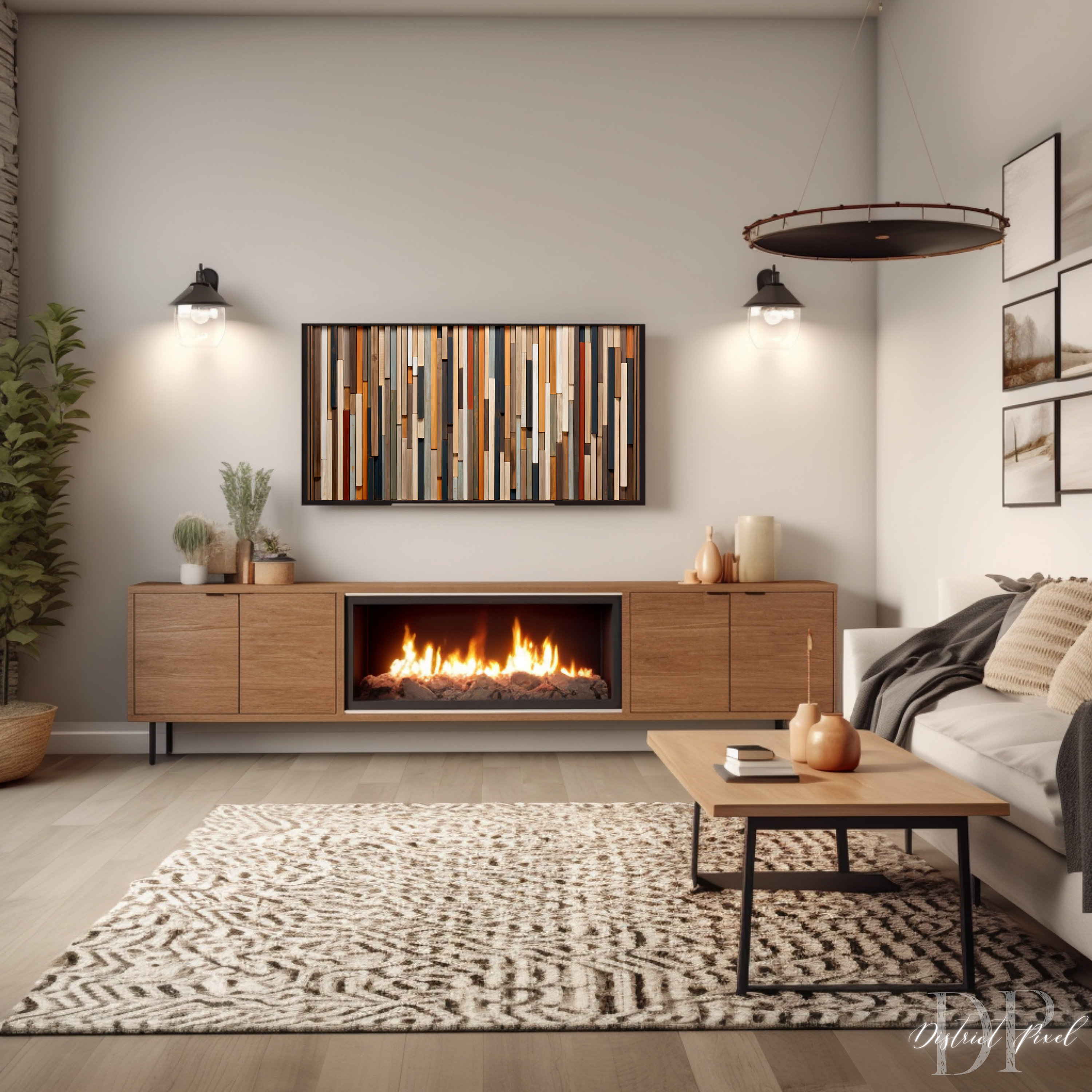 Samsung Frame TV Art Wooden Mosaic Vertical Line Art TV Art - Etsy