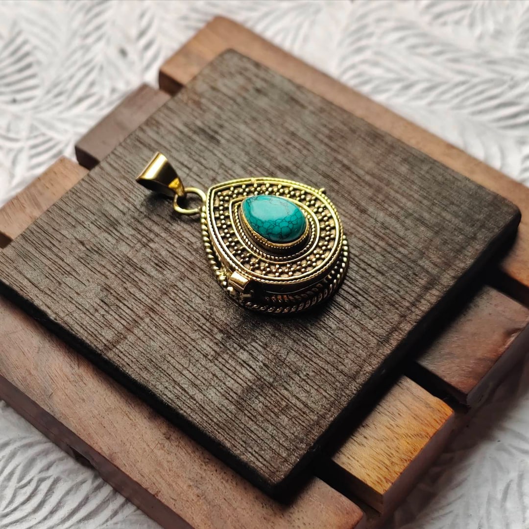 Turquoise Secret Box, Prayer Box, Ethnic Pendents, Amulet Pendent ...