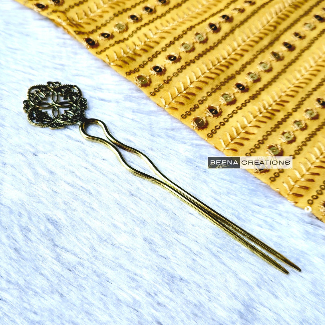 Tribal Hair Stick - Unique Brass Hair Fork - Hair Accessories | Bridal ...