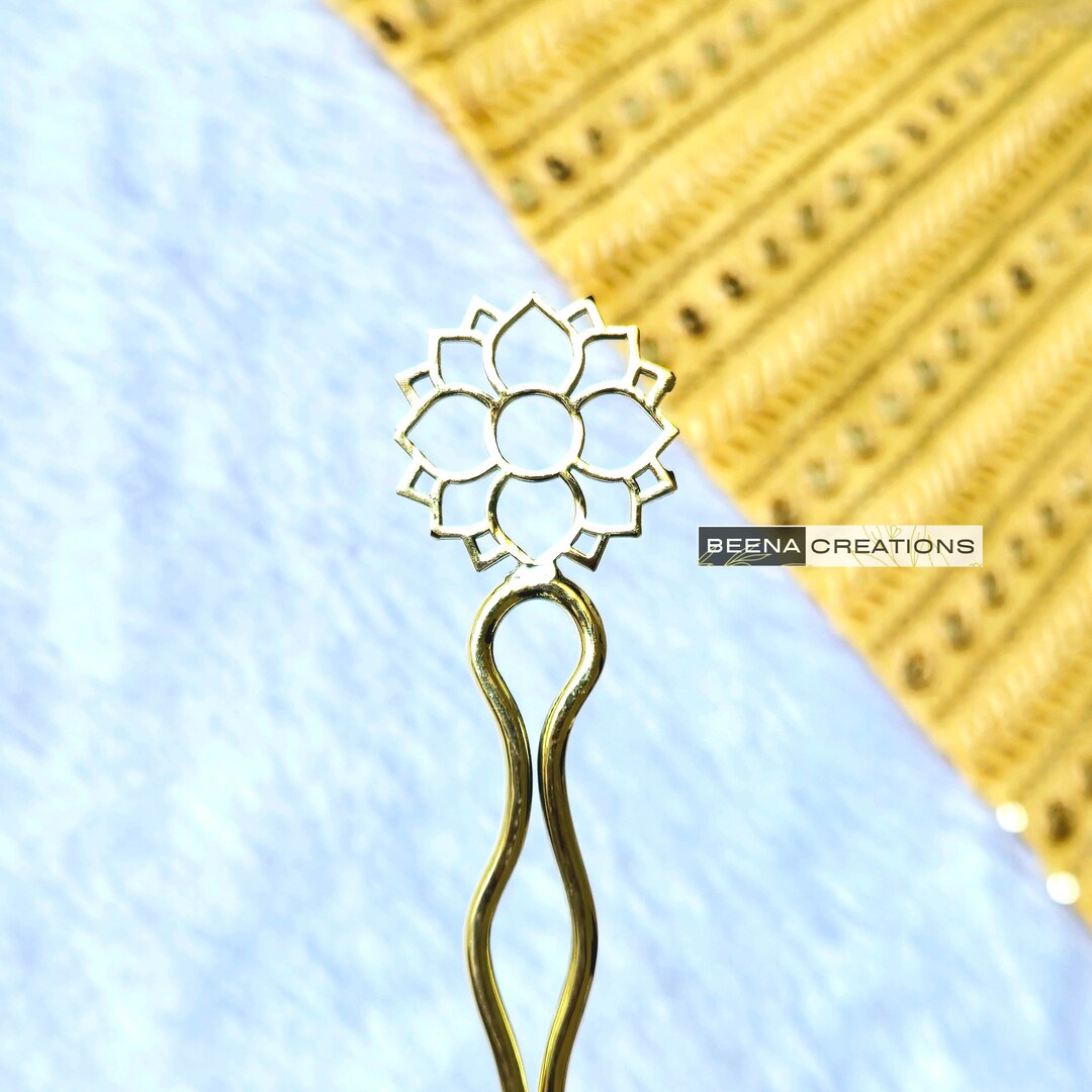 Flower Hair Stick - Unique Brass Hair Fork - Hair Accessories | Bridal ...