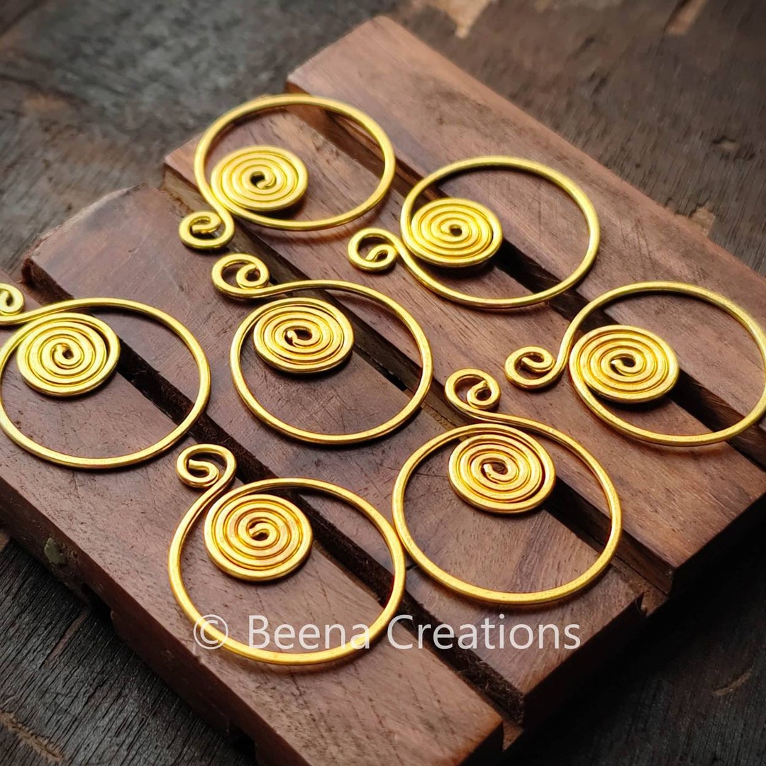 Spiral Brass Connector, Brass Connector, Hoop Earrings, Ethnic, Vintage ...