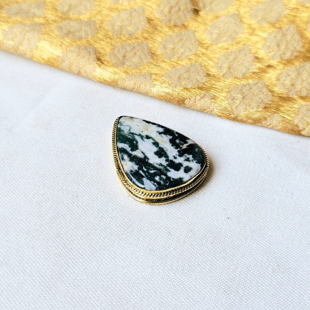 Beautiful Mosagate Grooved Stones, Brass Frame Grooved Stone, Groove ...