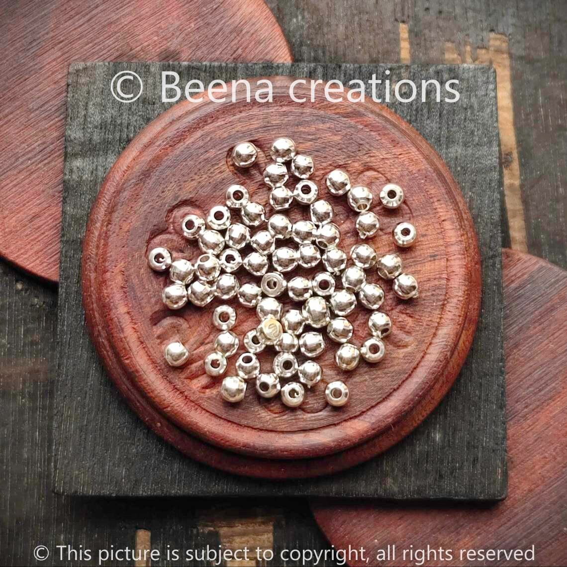 4MM Round Brass Beads Silverfilled Round Beads Metal Beads - Etsy